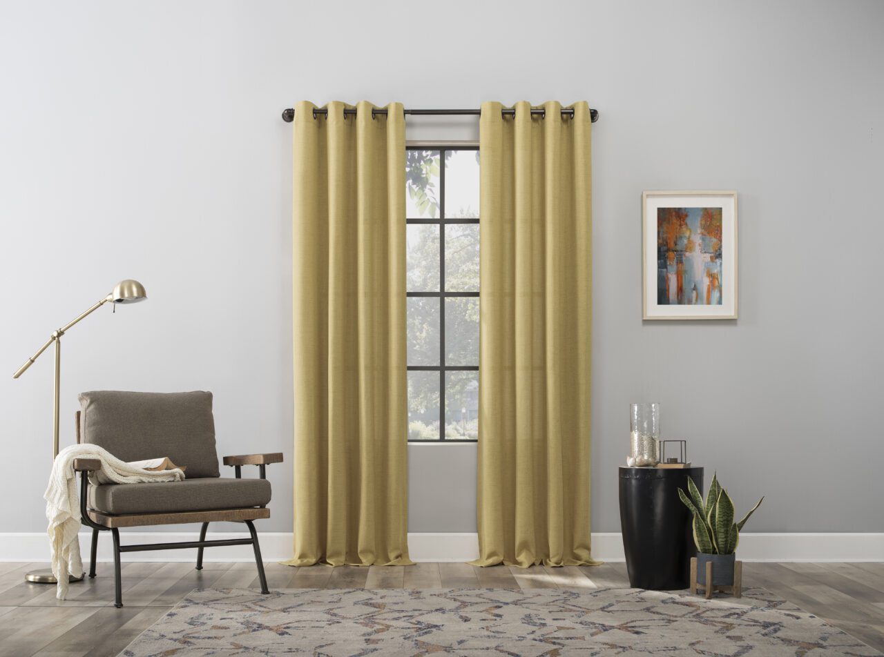 Scott Living Dari Heathered Texture Semi-Sheer Grommet Curtain Panel ...
