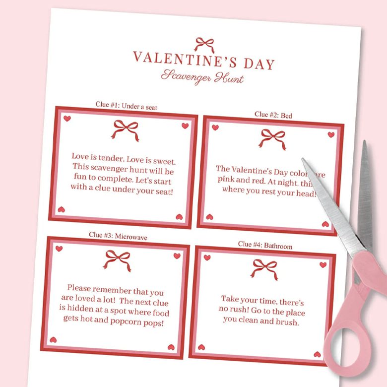 PaperJamPrintable Valentine's Day Scavenger Hunt Clue Kit - Drew & Jonathan